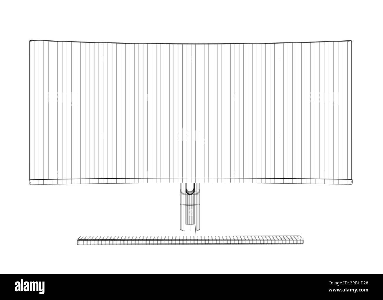 Wireframe of modern thin frame display computer monitor vector ...