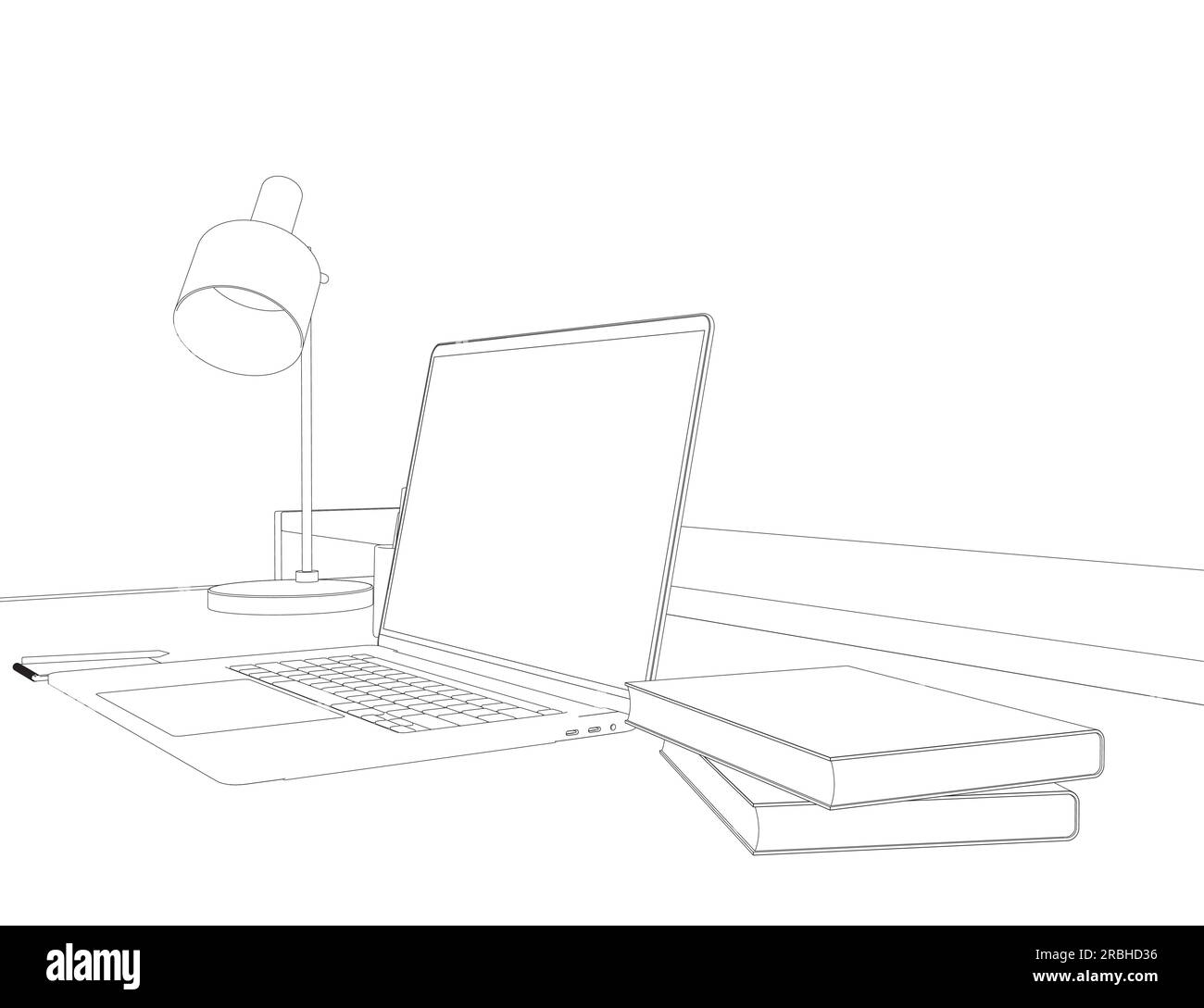 Outline of Contemporary workspace flat vector illustrations set ...