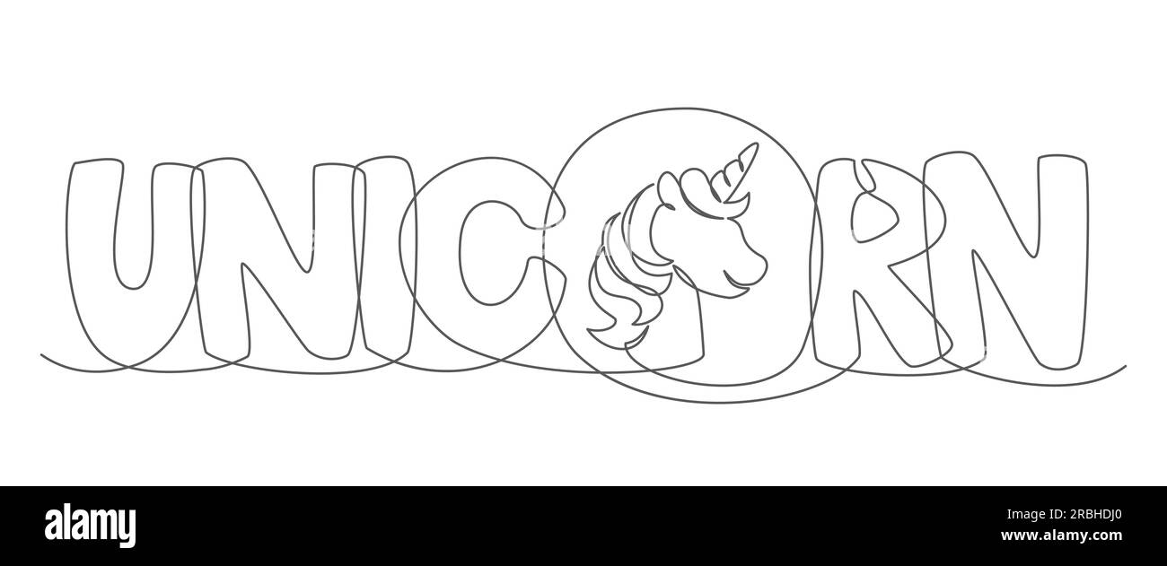Unicorn One line drawing on white background Stock Vector Image & Art ...