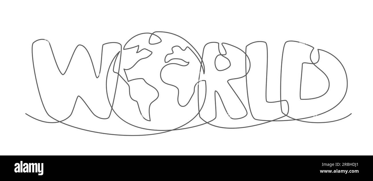 Earth people one line Cut Out Stock Images & Pictures - Alamy