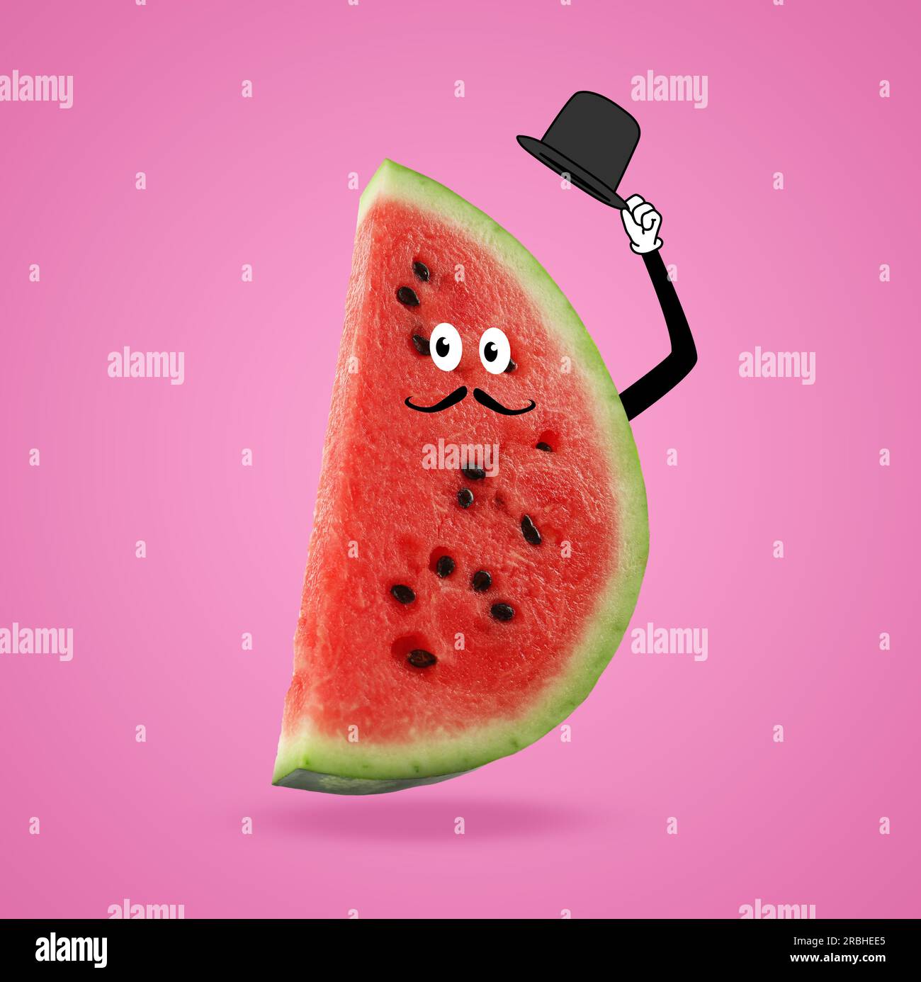 Creative artwork. Aristocratic watermelon tipping hat as way of ...