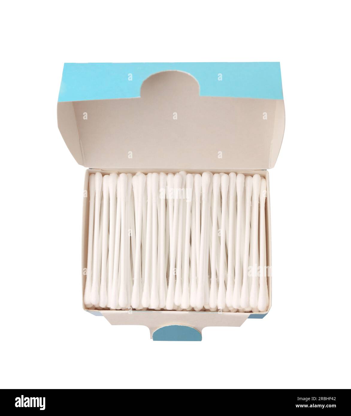 Cotton buds in cardboard box isolated on white, top view Stock Photo ...