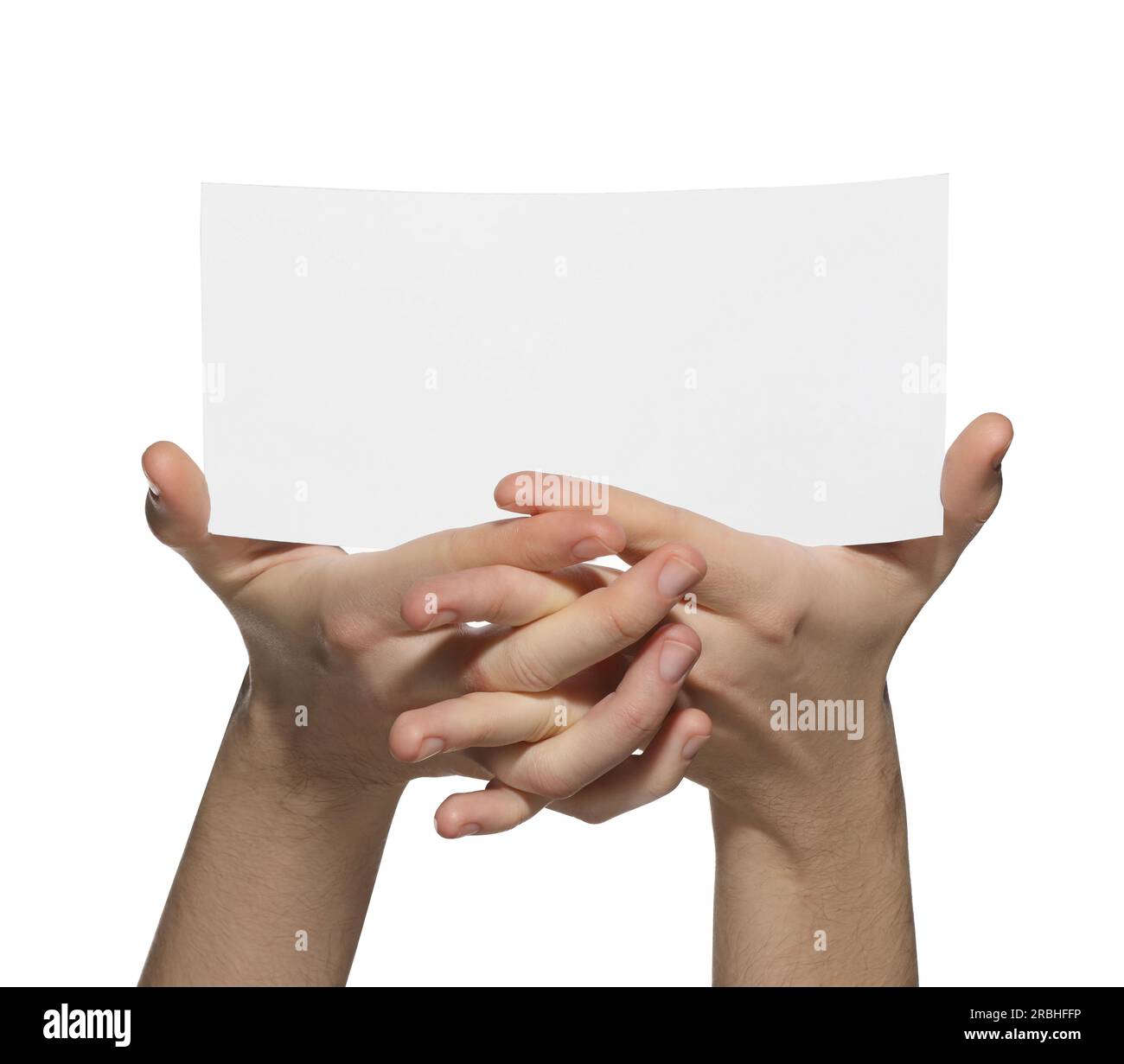 Man holding flyer on white background, closeup. Mockup for design Stock ...