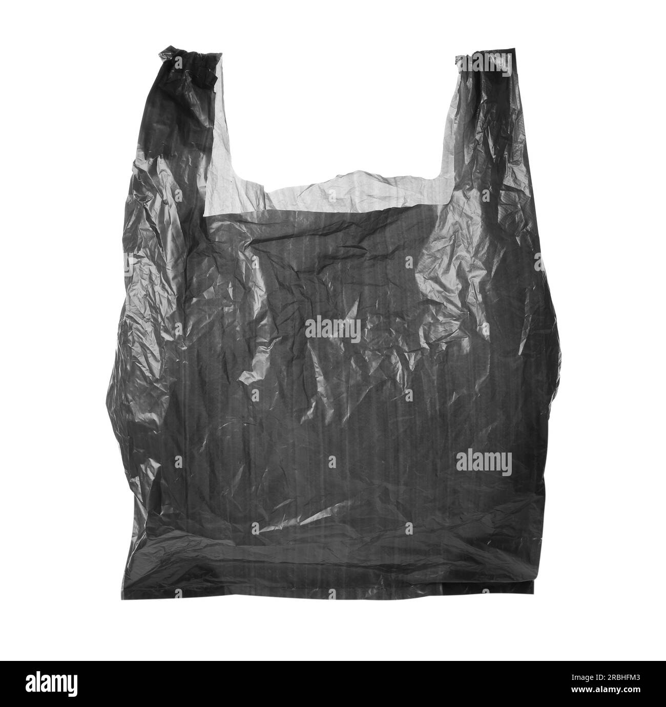 One black plastic bag isolated on white Stock Photo - Alamy