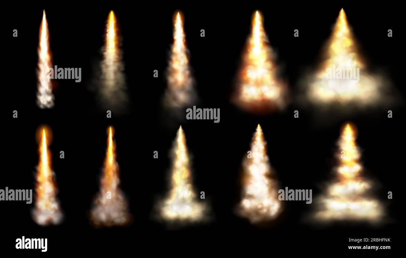 Rocket smoke speed fire trail cloud vector isolated effect. 3d ...