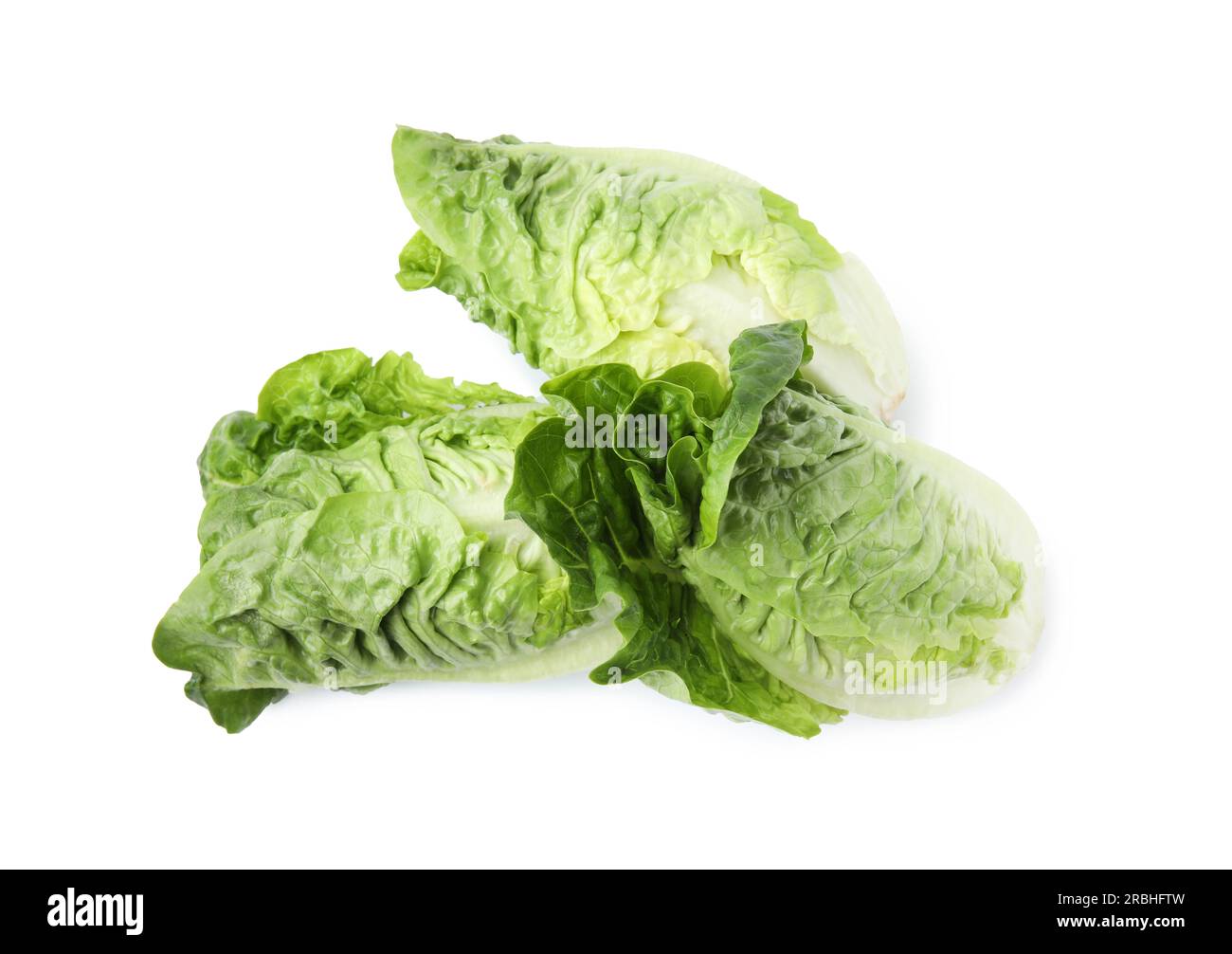 Fresh green romaine lettuces isolated on white, top view Stock Photo - Alamy