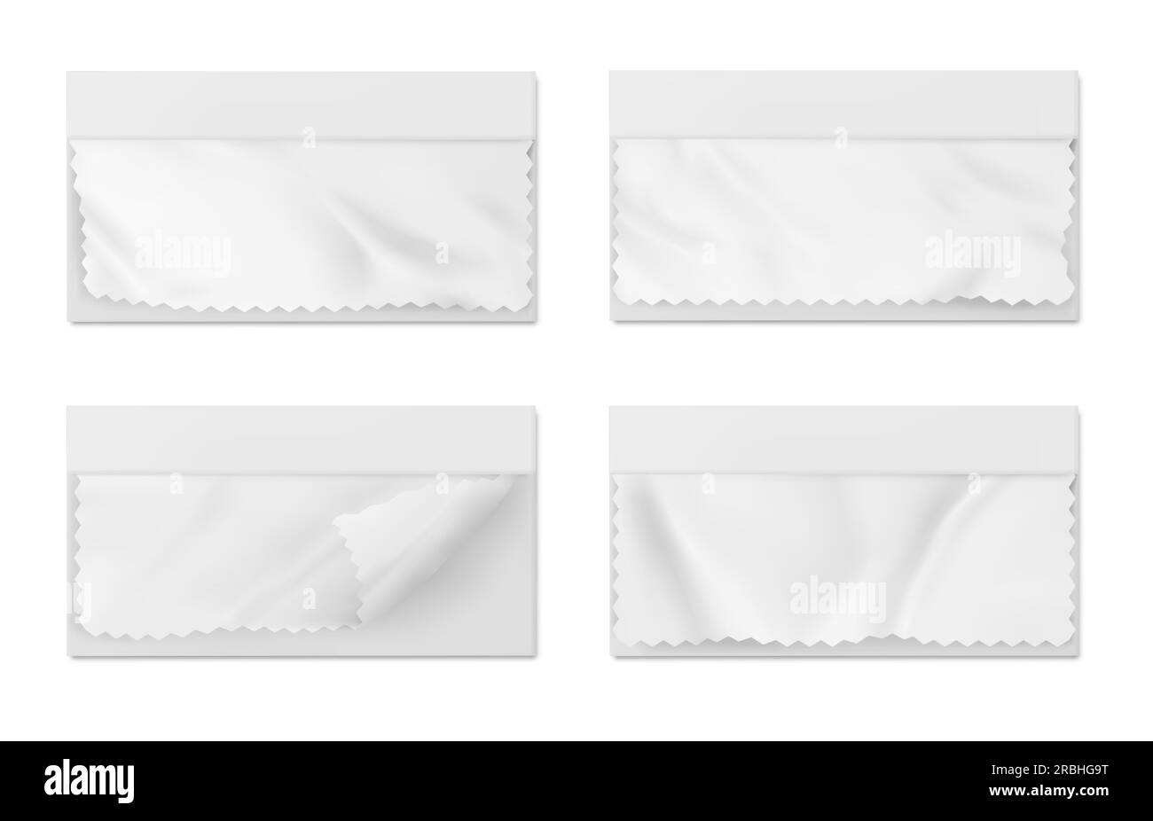 Zigzag fabric swatch piece sample vector mockup. Realistic 3d isolated ...