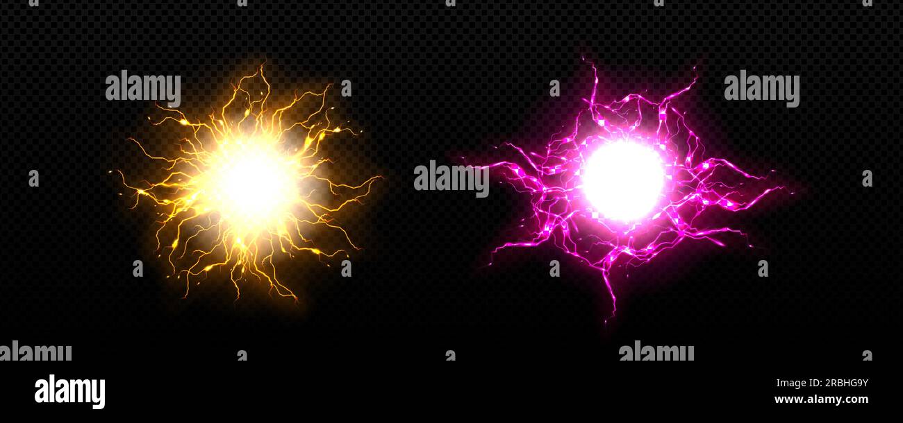 Realistic bolt circle with lightning explosion vector effect. Electric ...