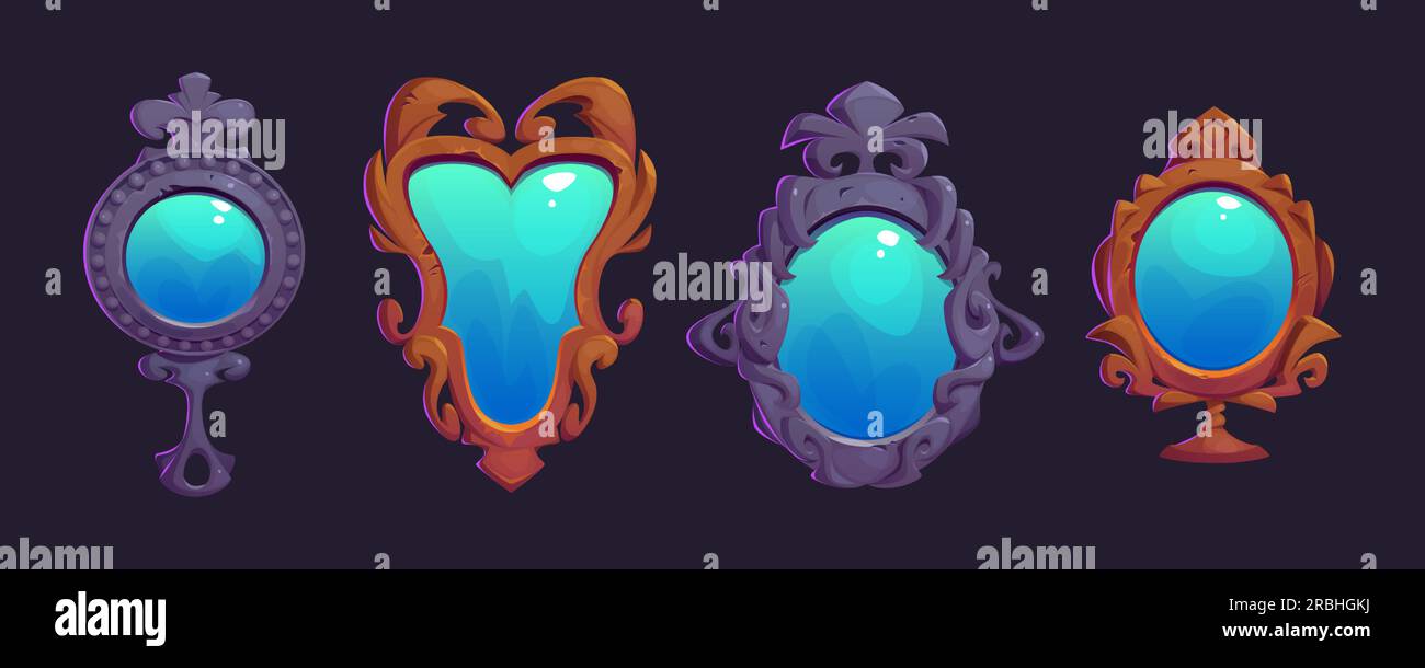 Magic spooky princess vintage frame mirror cartoon halloween ...