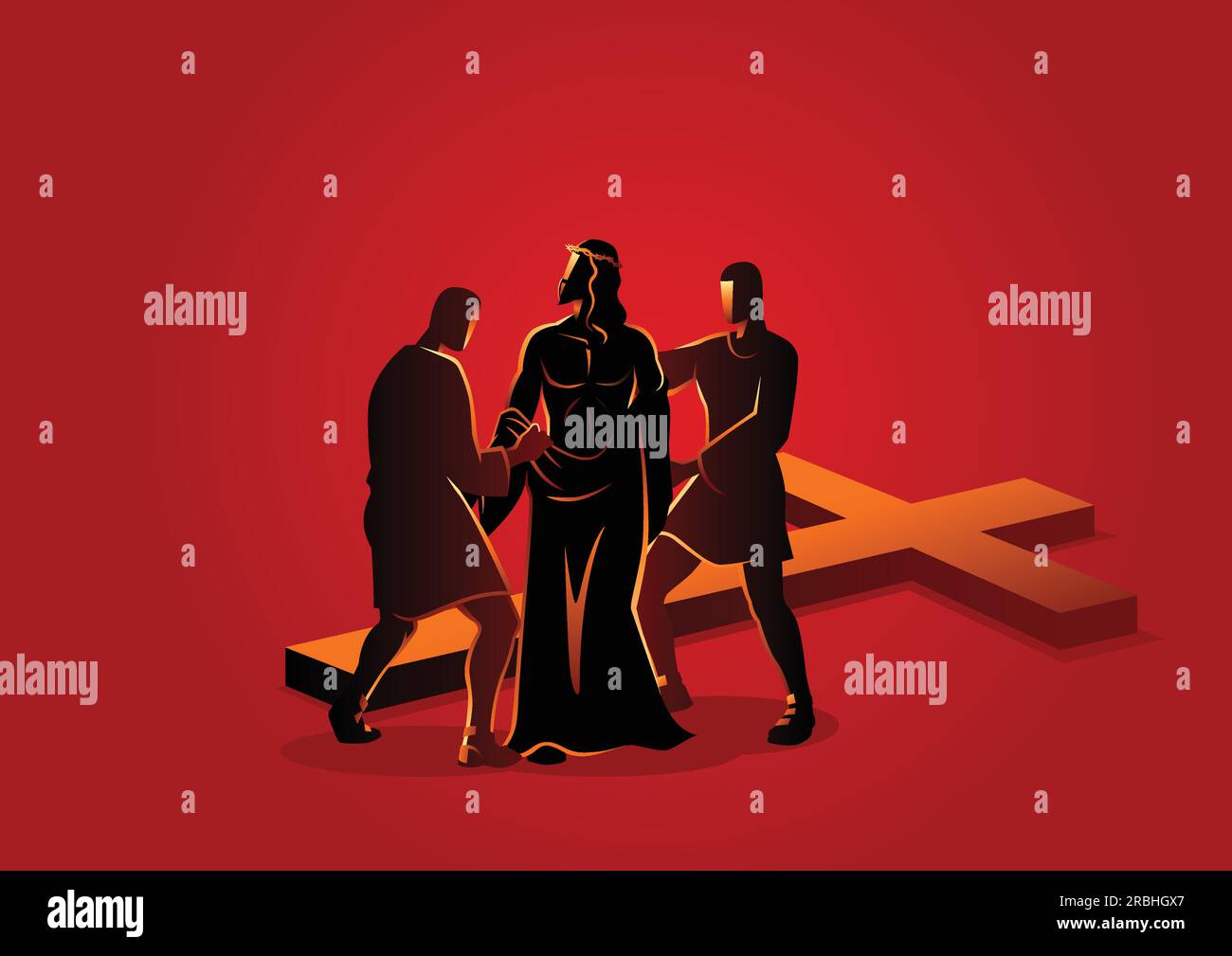 Biblical vector illustration series. Way of the Cross or Stations of ...