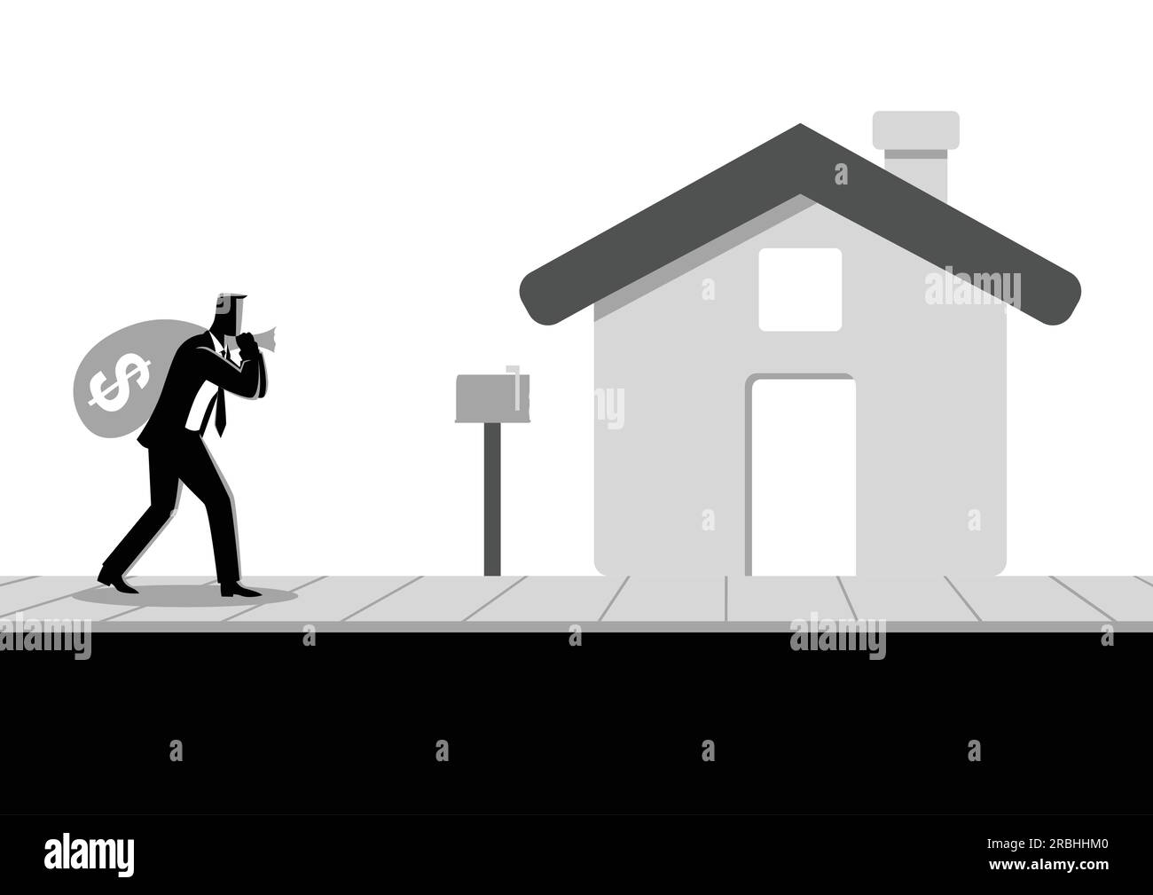 Business concept vector illustration of a businessman carried a money ...