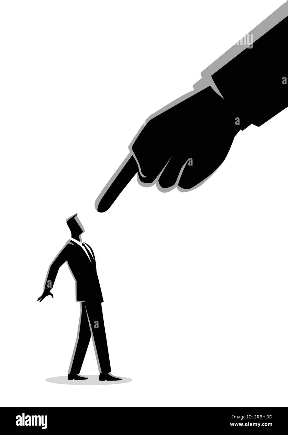 Business concept illustration of a businessman being pointed by giant ...
