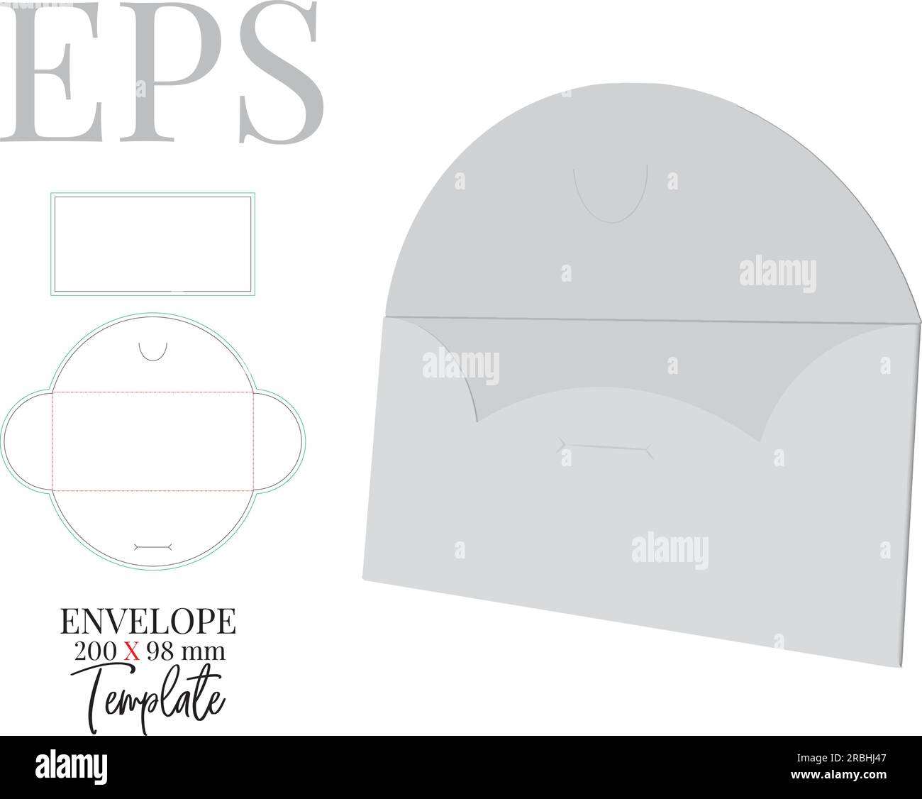 Envelope Template, Vector with die cut, laser cut lines. White, clear ...