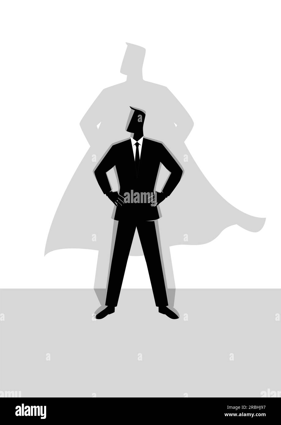 Business concept vector illustration of a businessman with superhero ...