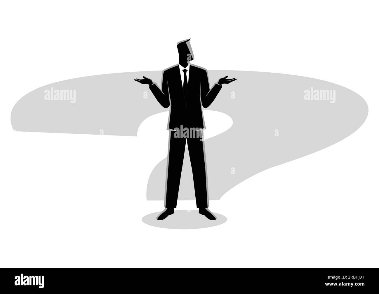 Business concept illustration of a businessman standing on question ...