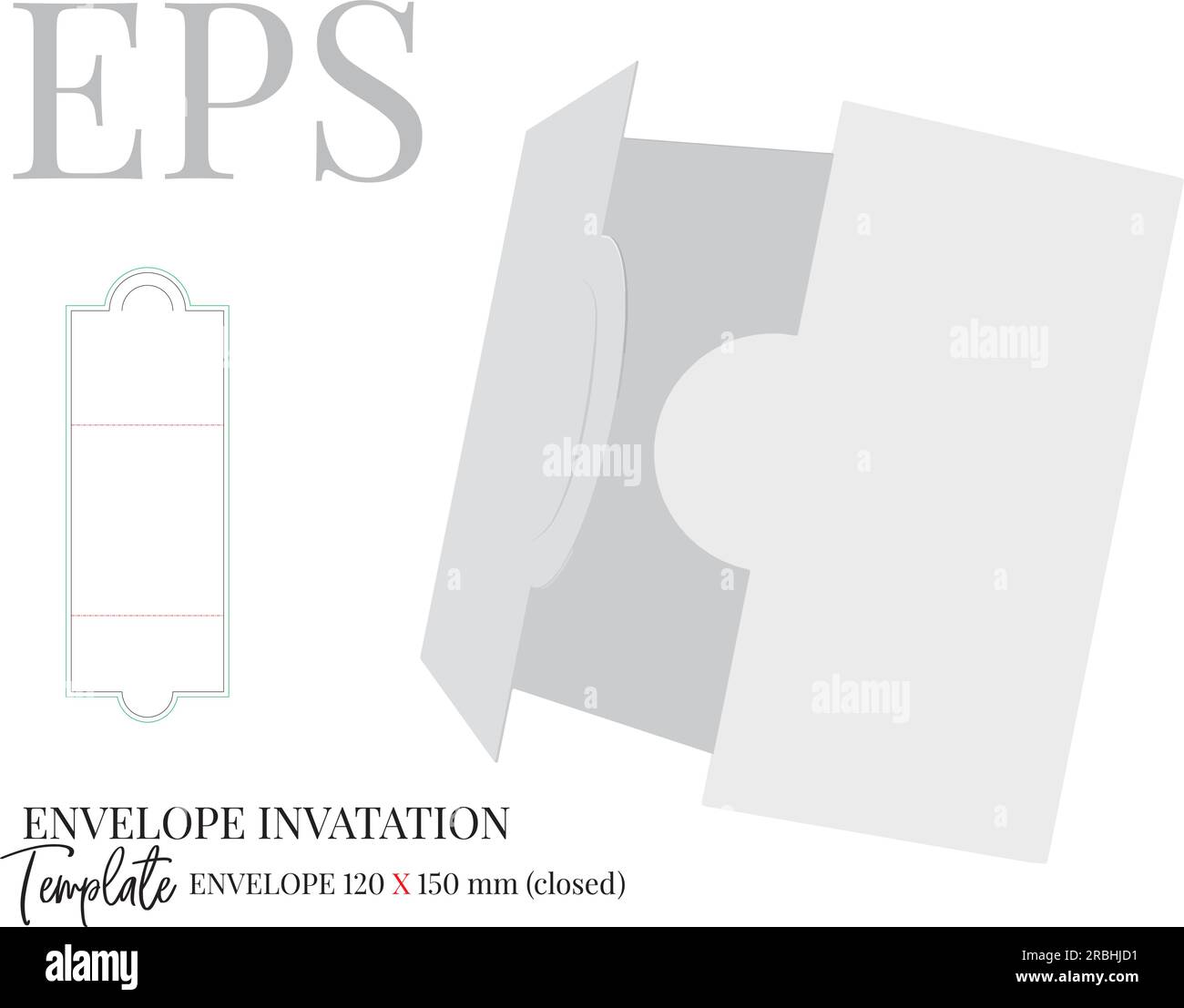 Envelope Invatation Template with die cut lines, Vector with die cut ...