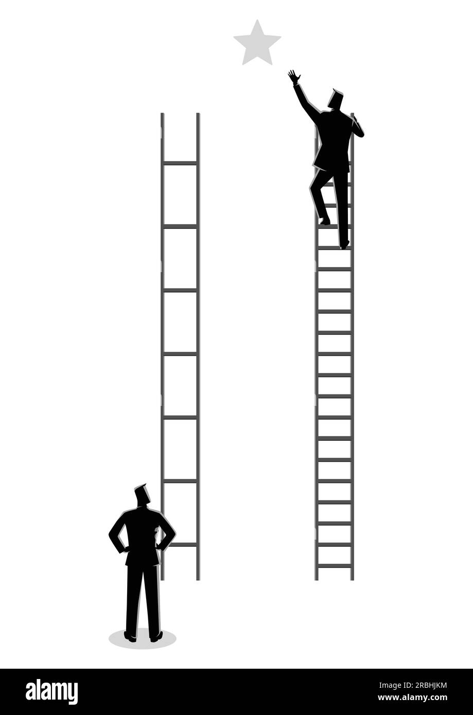 Business vector illustration of unfair competition, inequality or ...