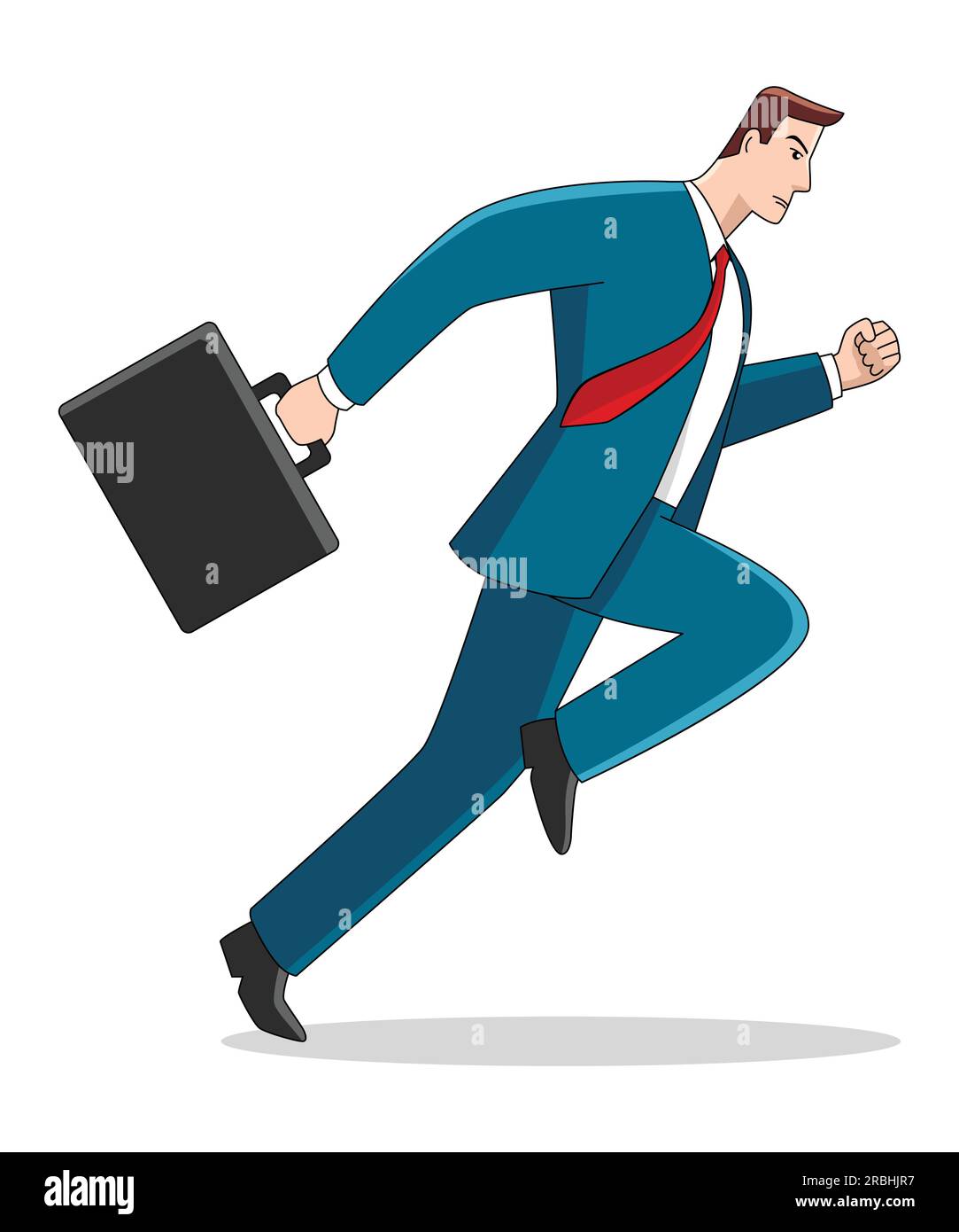 Cartoon illustration of a businessman running with briefcase, business, energetic, dynamic ...