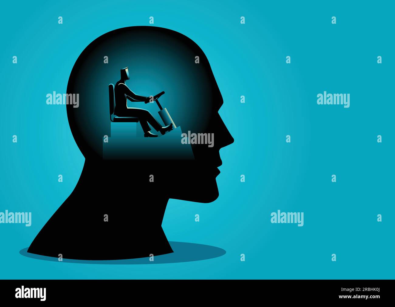 Business concept vector illustration of a human head being controlled ...
