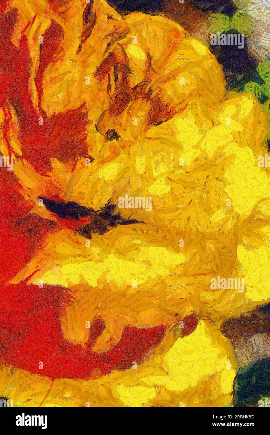 Decorative tulip flower, digital painting effect, photo manipulation ...