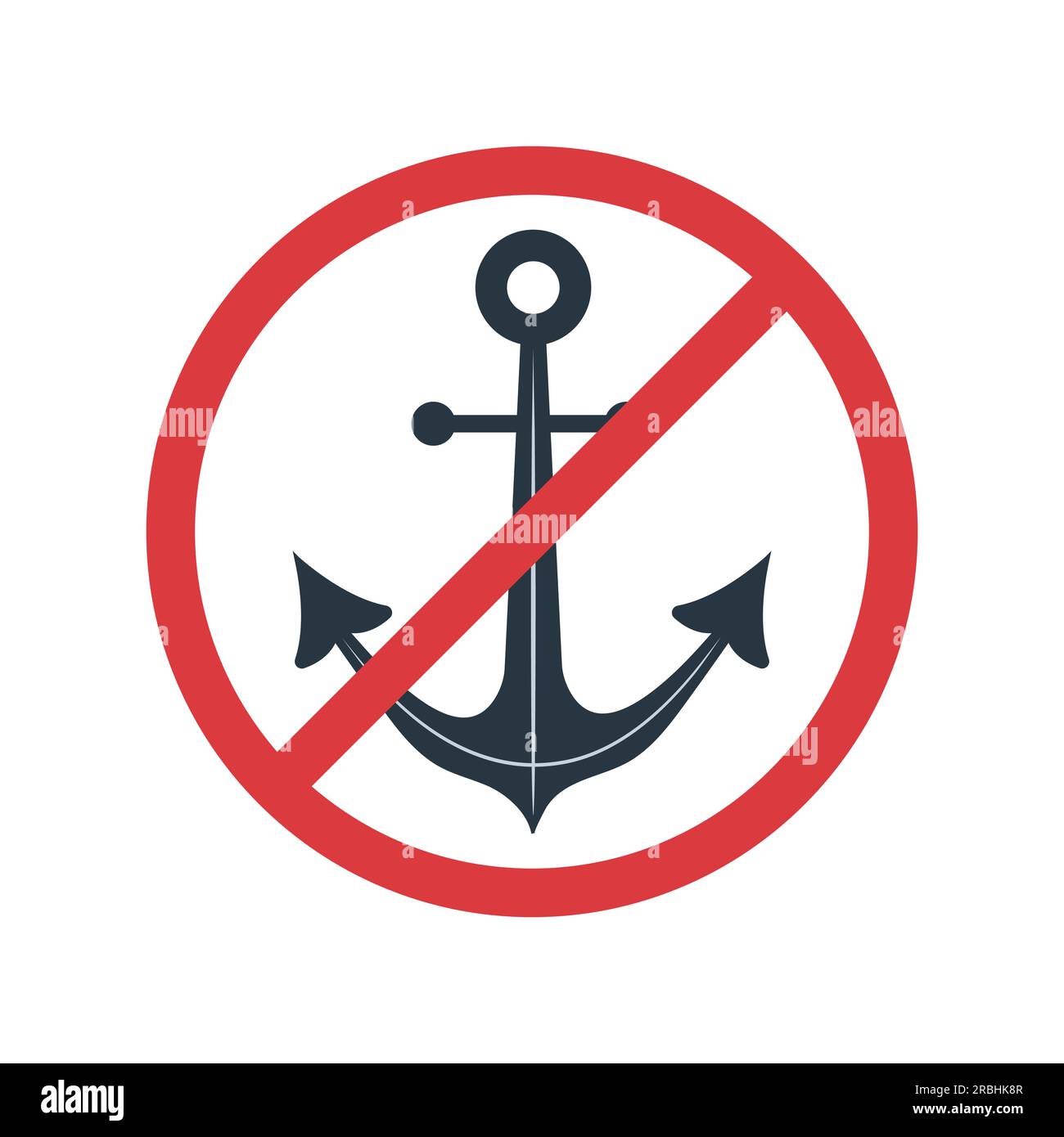 No anchor icon. Marine symbol inside red crossed circle on a white ...