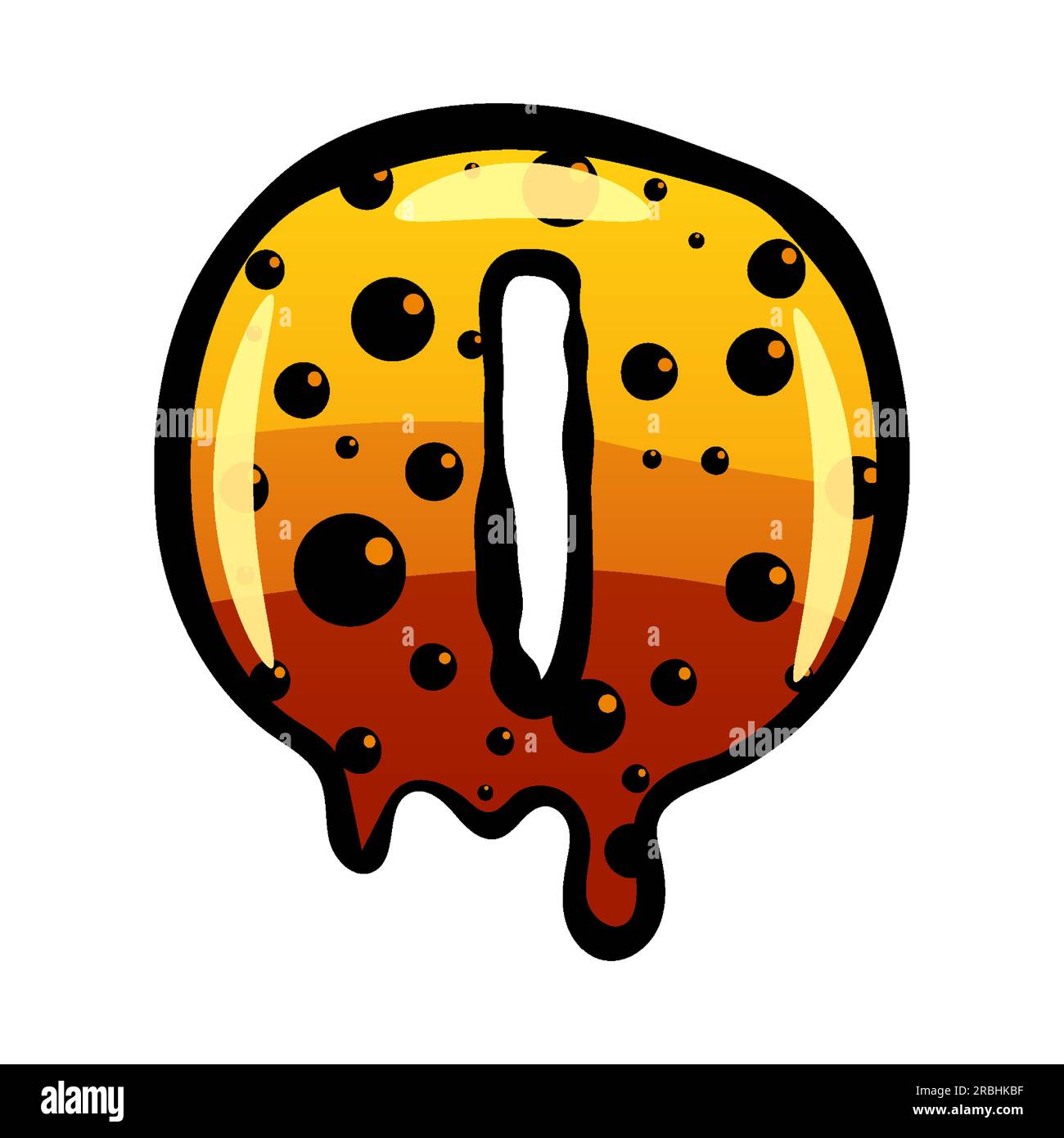 Halloween font letter O latin alphabet. Orange bubbling colorful spooky ...