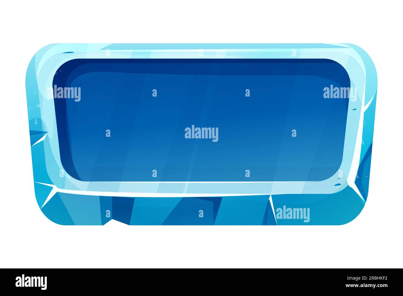 Ice button, frozen frame, level menu in cartoon style isolated on white ...