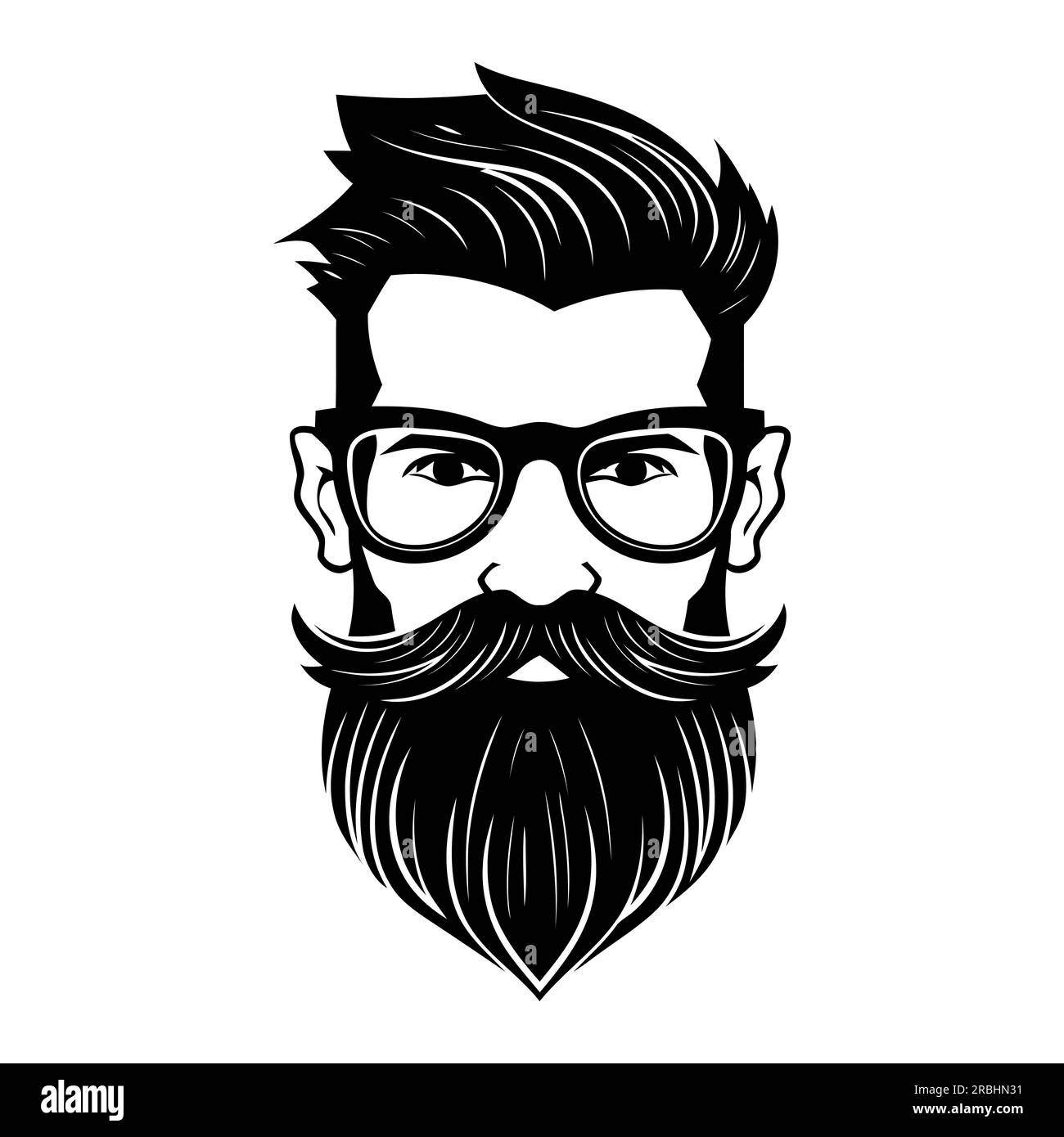 Black Silhouette Of Hipster Hair And Beards Fashion Concept Black And