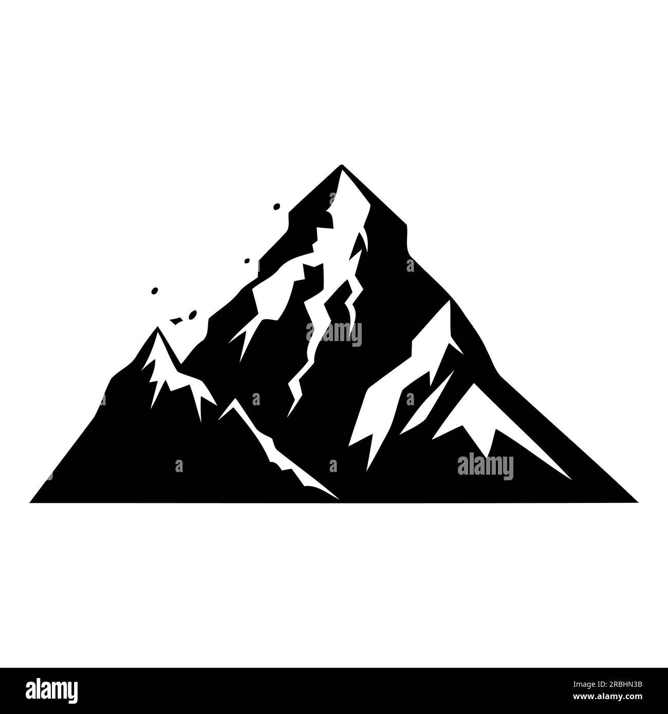 Mountain image. Hand drawn rocky peaks in flat style. Vector ...