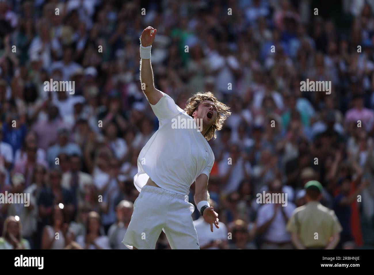 Andrey Rublev (Rus) during the 2023 Wimbledon Championships on July 9 ...