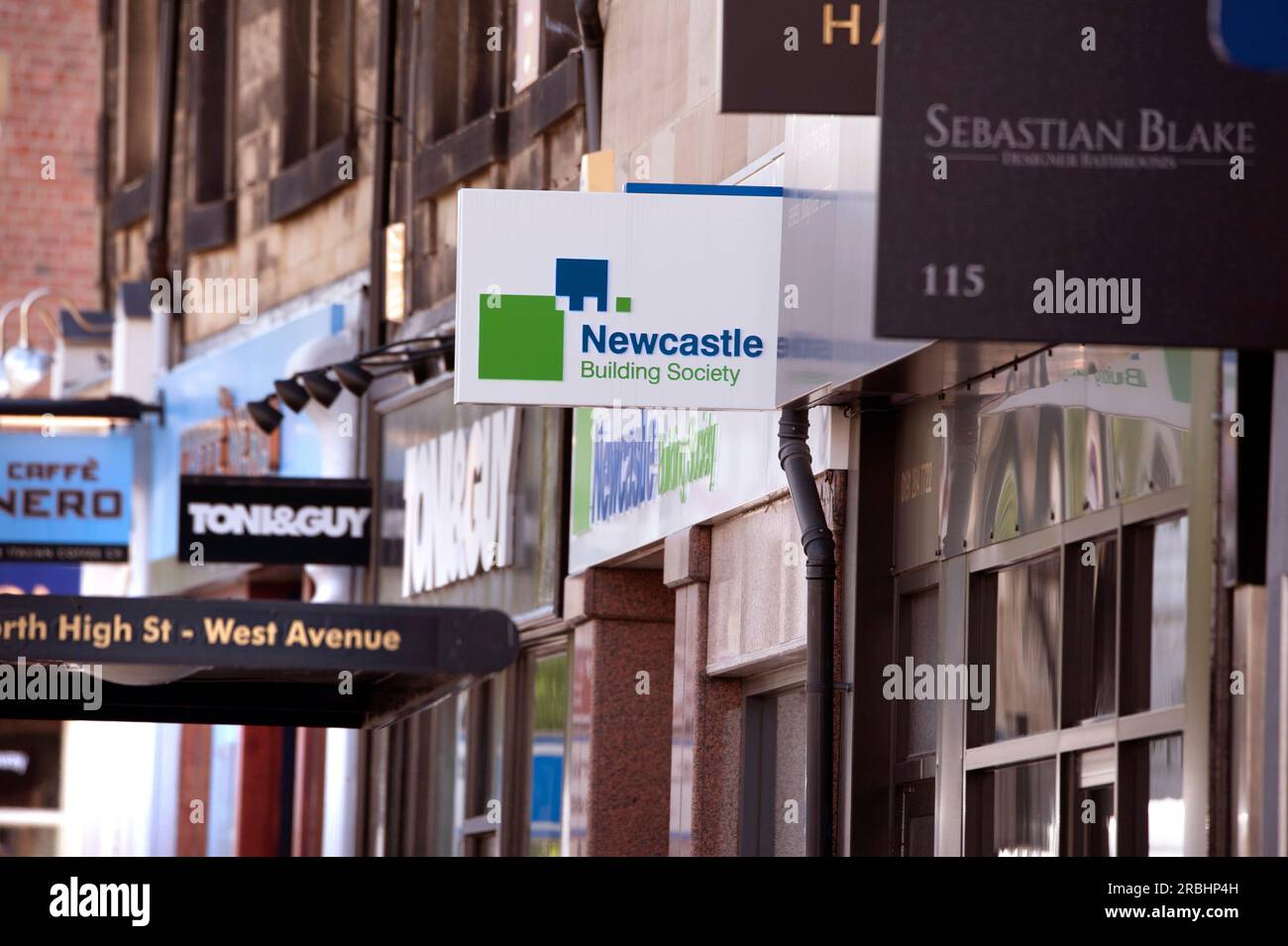 Shops on Gosforth High Street, Tyne and Wear Stock Photo - Alamy
