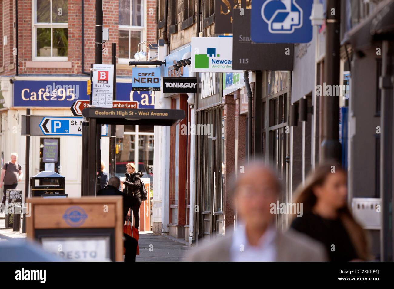 Shops on Gosforth High Street, Tyne and Wear Stock Photo - Alamy