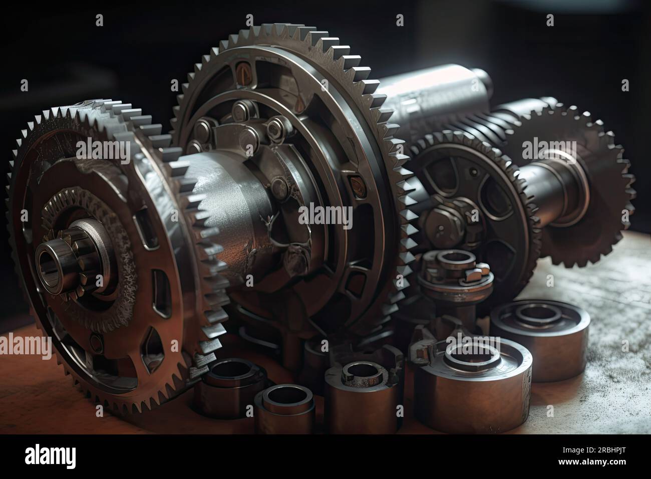 Gearbox and bearings close up. Auto service industry. Car parts ...