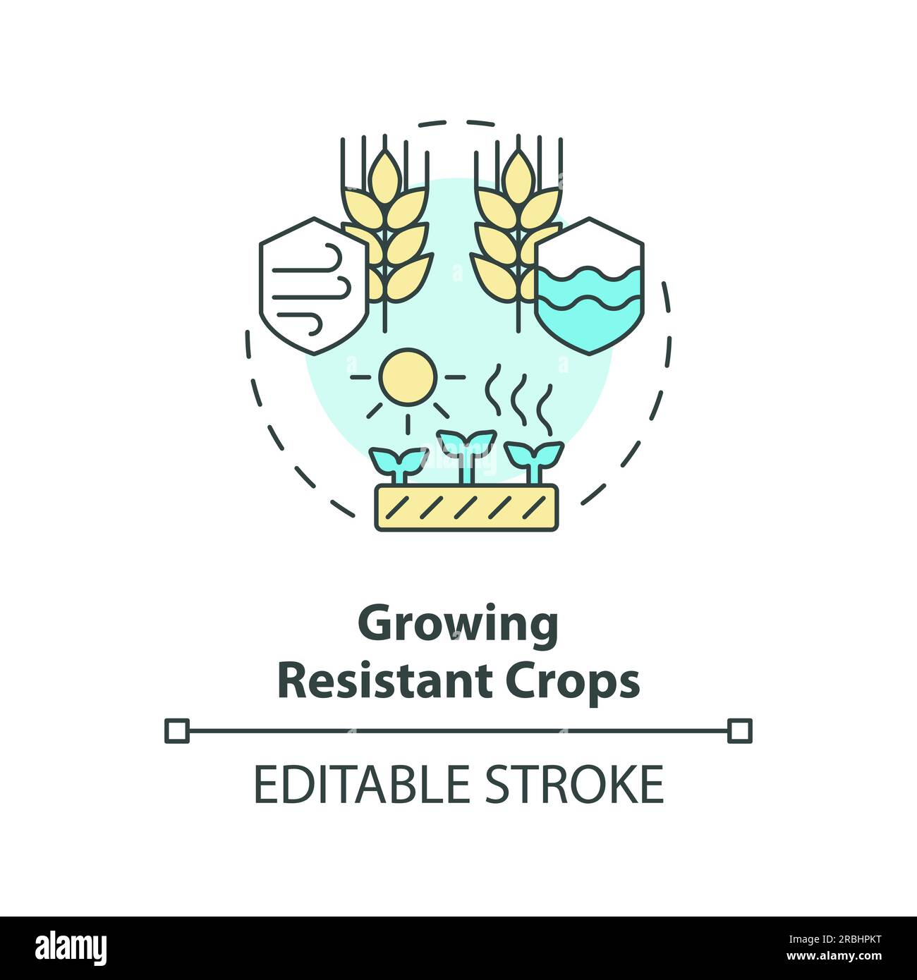 Growing resistant crops icon heatflation concept Stock Vector Image ...