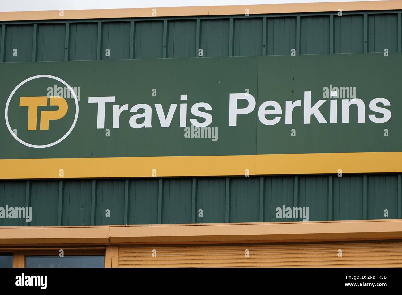 Signage indicating a branch of the chain Travis Perkins timber and ...