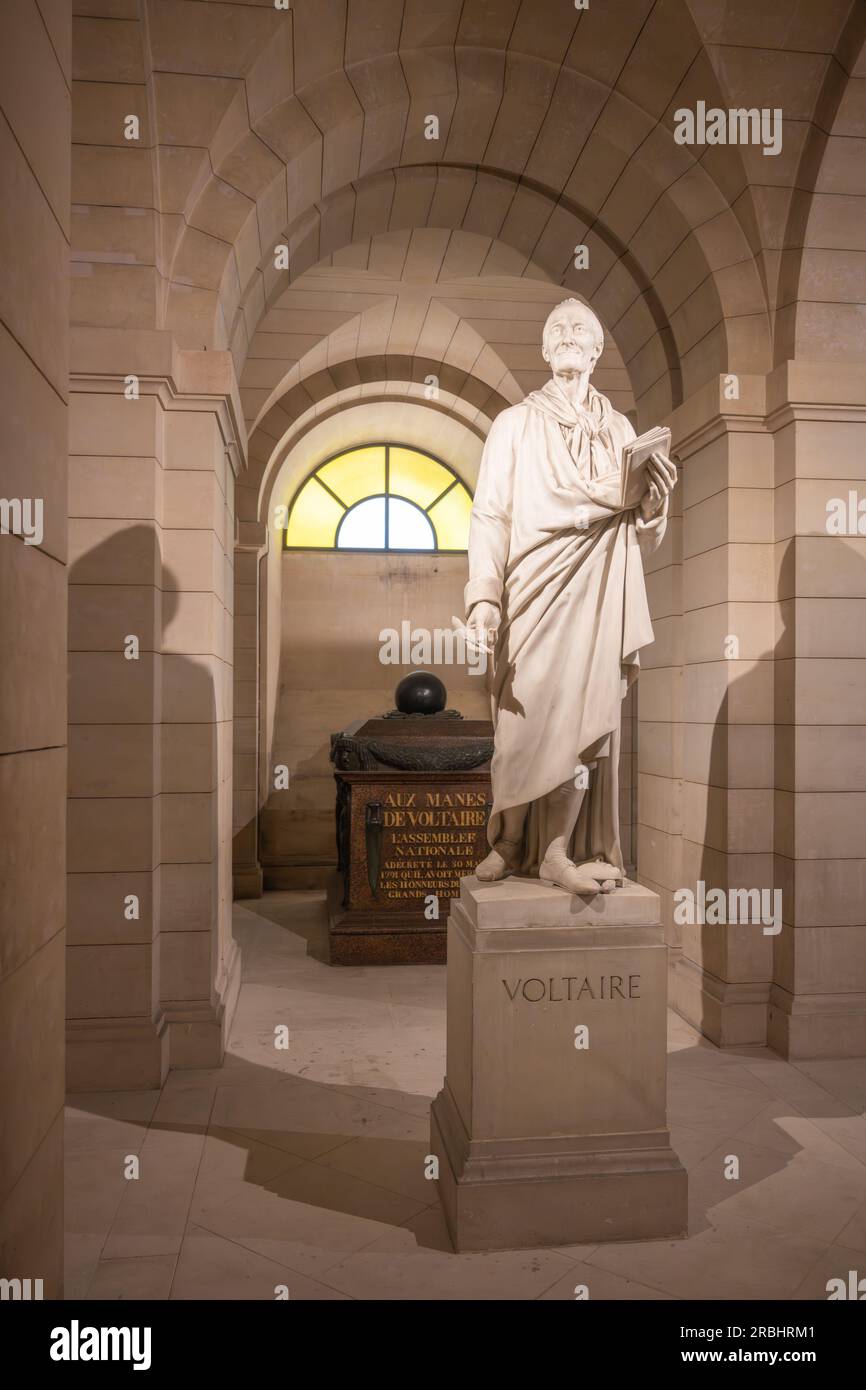 PARIS, FRANCE - APRIL 16, 2023: Statue and tomb of Voltaire, 1694 ...