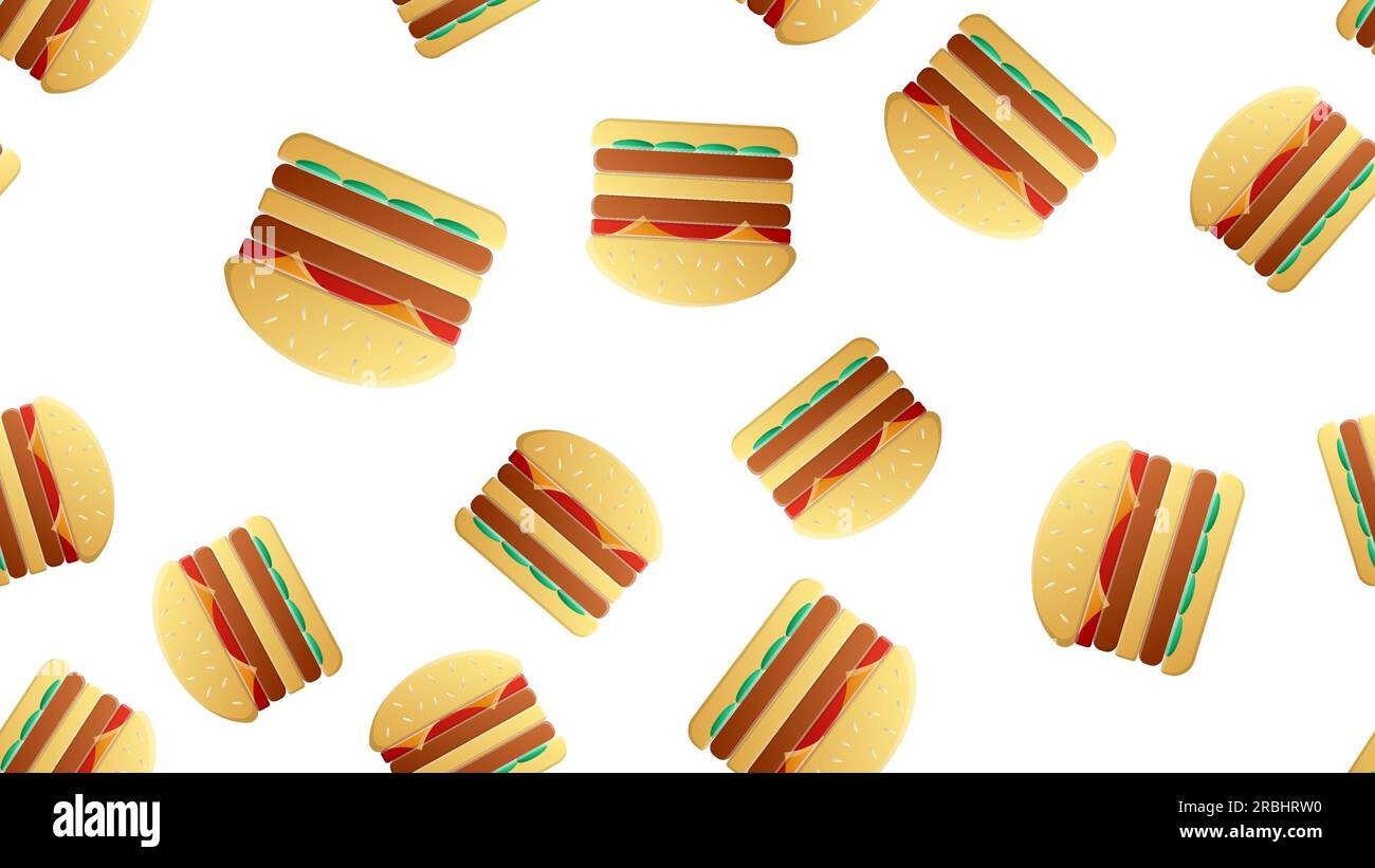 Seamless pattern with sketched burger, cheeseburger or hamburger ...