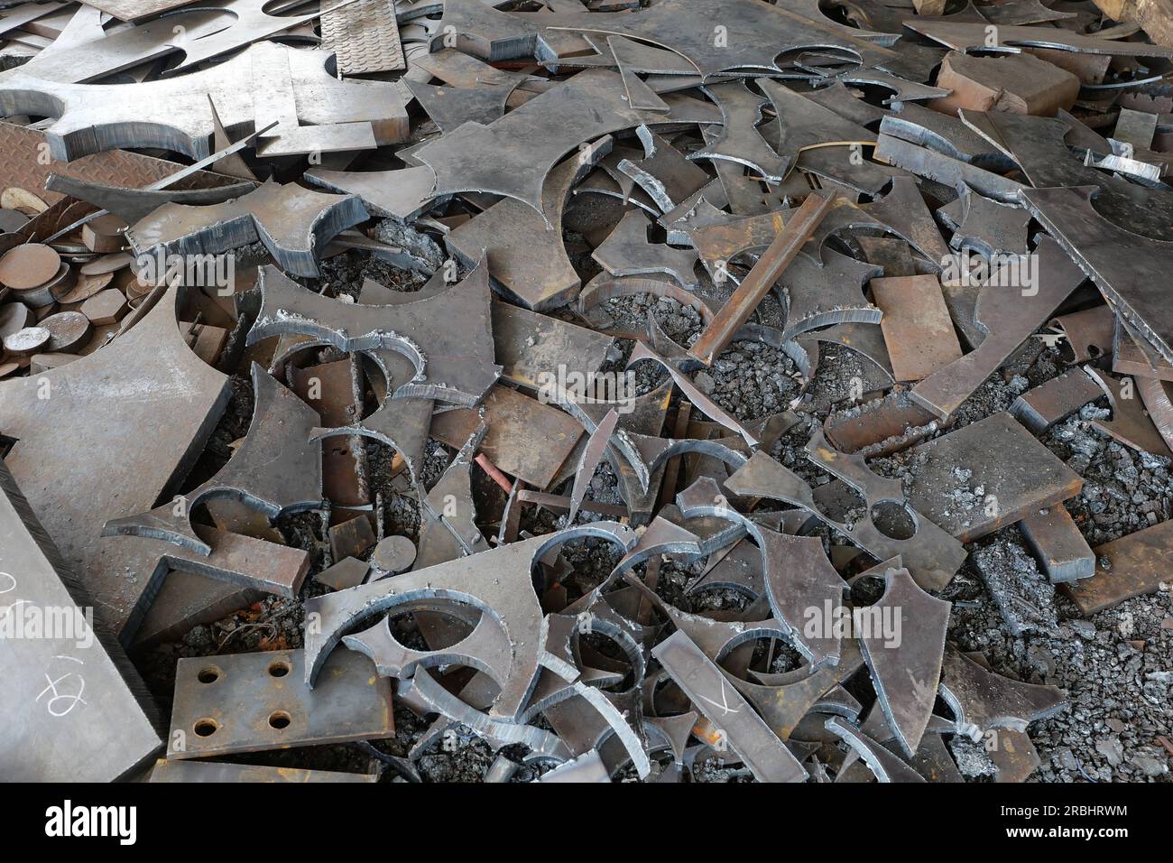 Iron Metal Steel left over from cutting for Background Stock Photo - Alamy