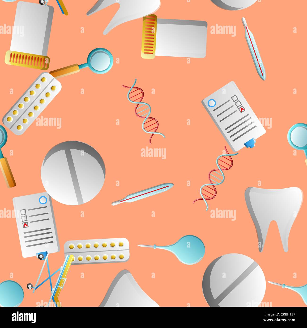 Endless seamless pattern of medical scientific medical objects icons ...
