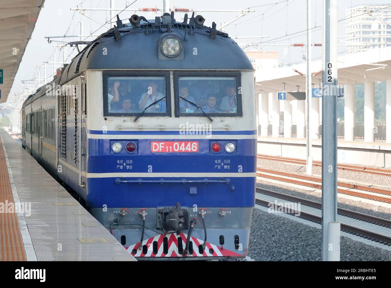 QINGDAO, CHINA - JULY 10, 2023 - A test train passes through Laixi ...