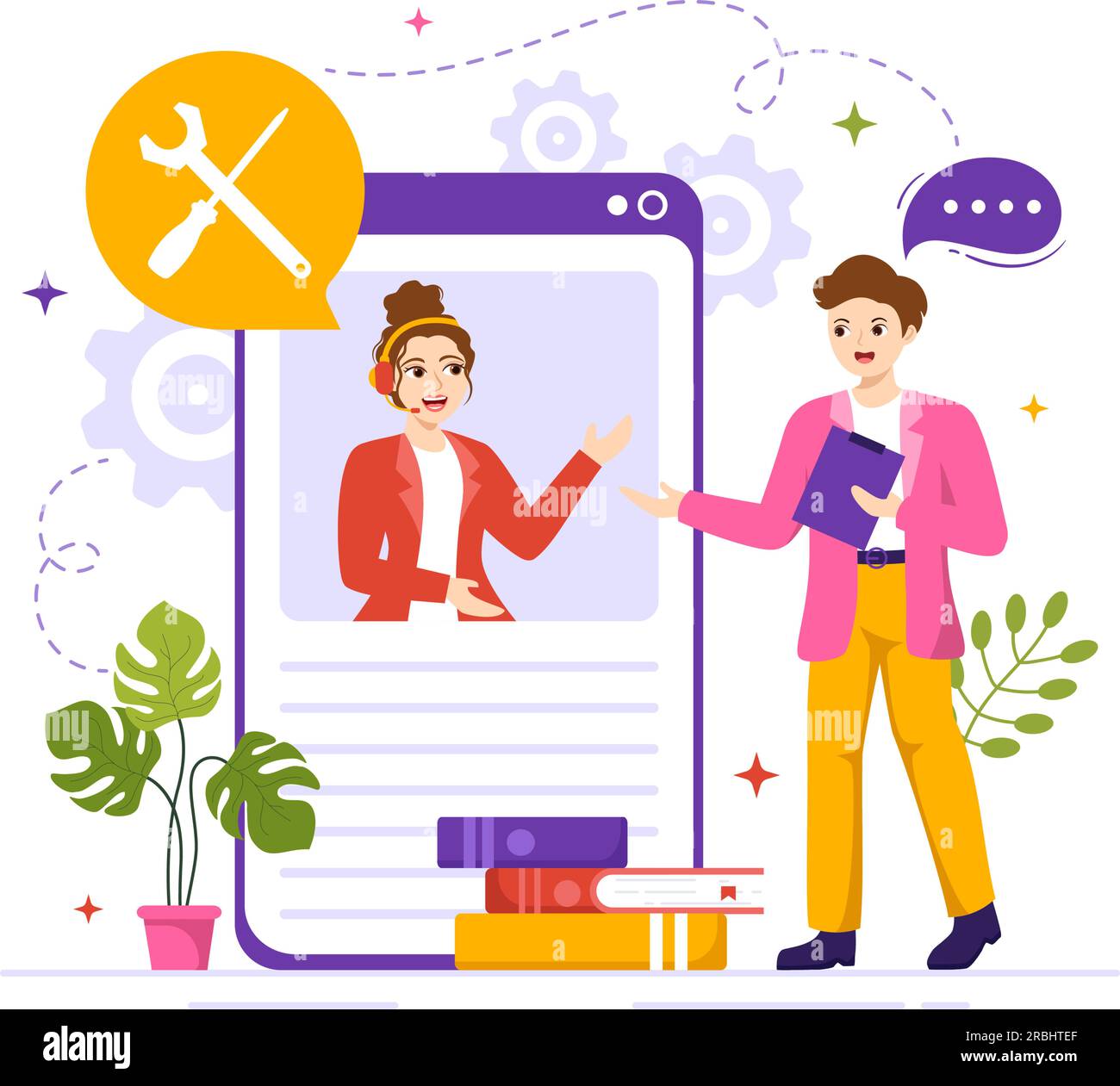 Technical Support System Vector Illustration with Software Development ...