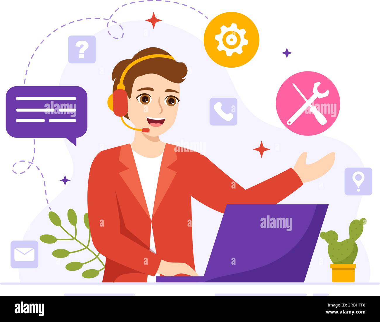 Technical Support System Vector Illustration with Software Development ...