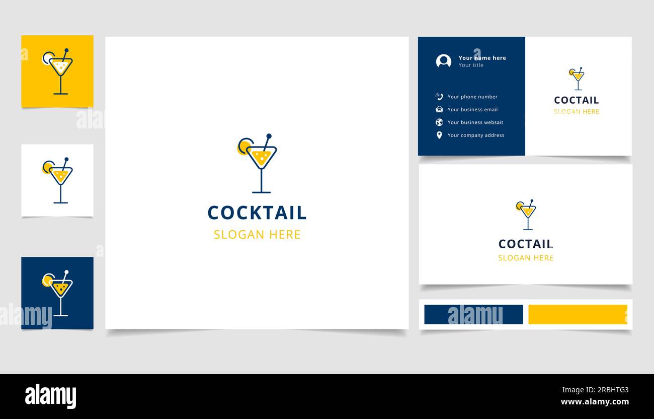 Cocktail logo design with editable slogan. Branding book and business ...