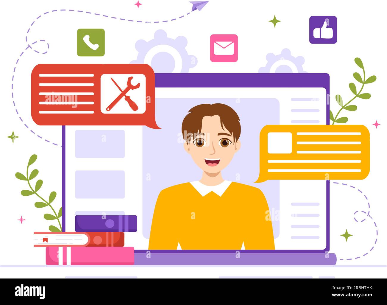 Technical Support System Vector Illustration with Software Development ...