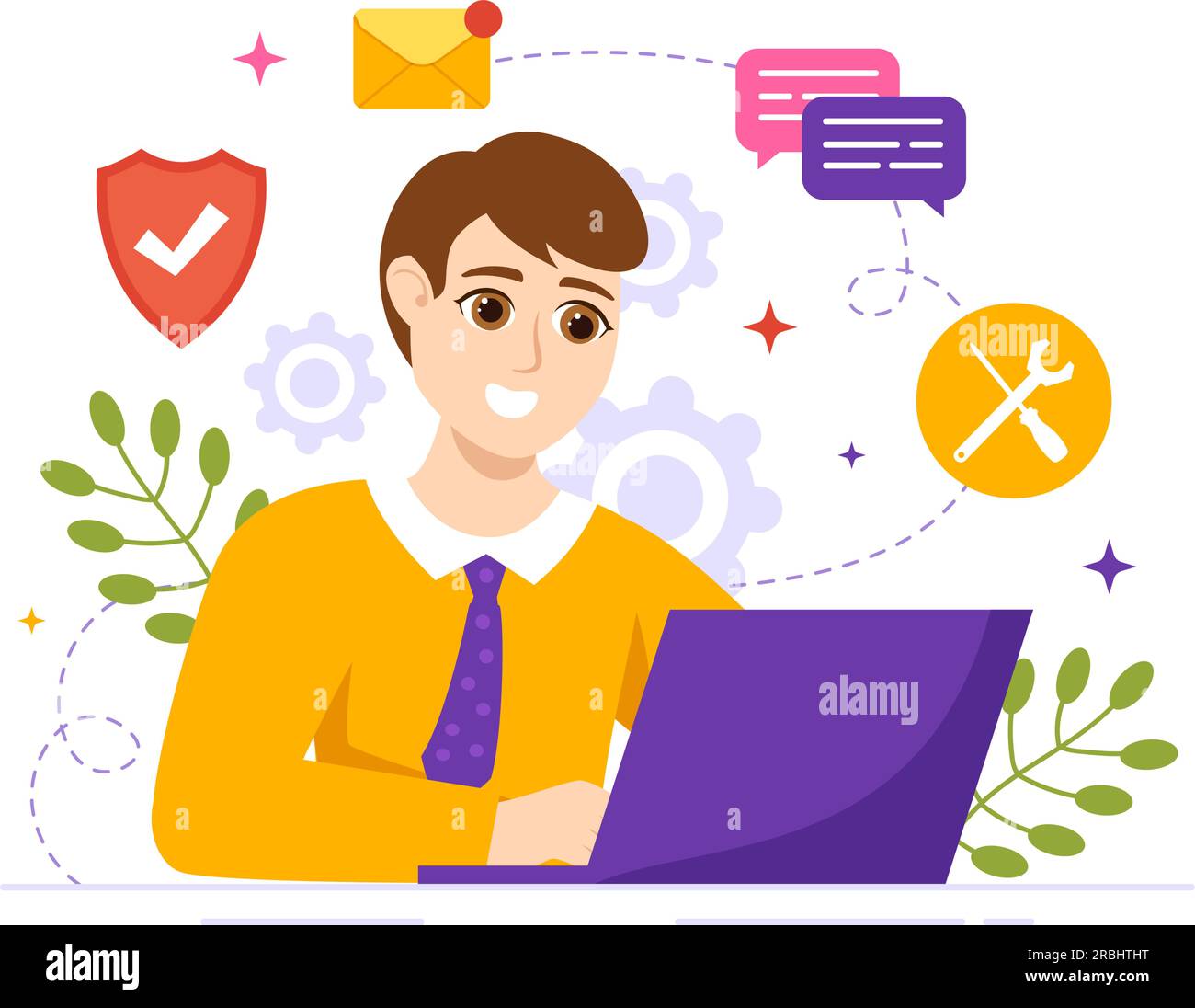 Technical Support System Vector Illustration with Software Development ...