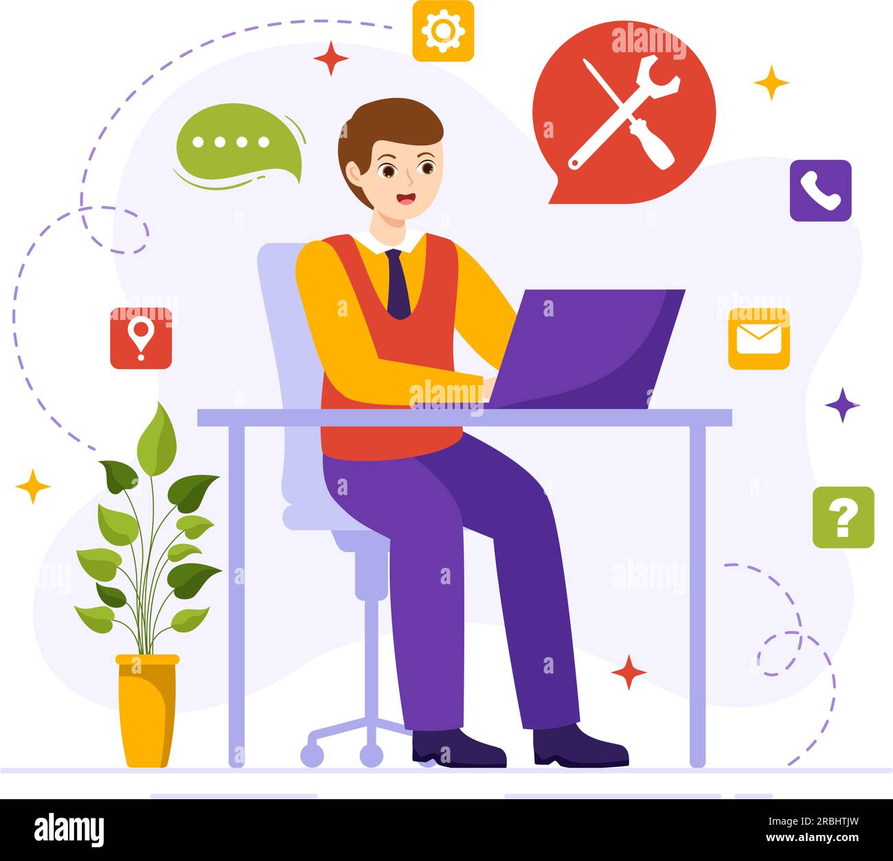 Technical Support System Vector Illustration with Software Development ...