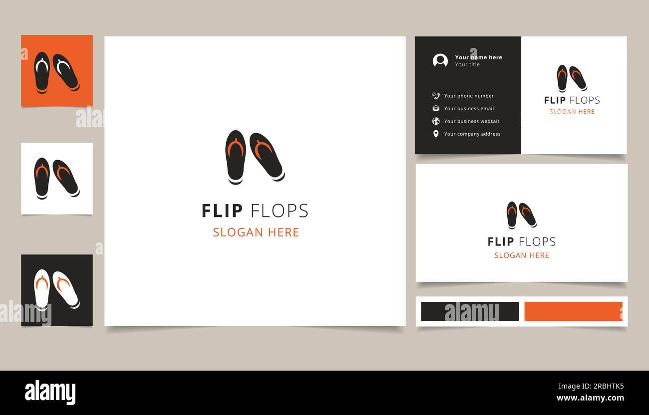 Flip flops logo design with editable slogan. Branding book and business ...