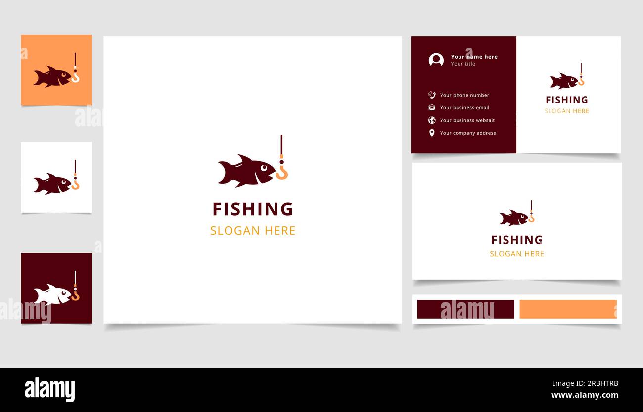 Fishing logo design with editable slogan. Branding book and business ...