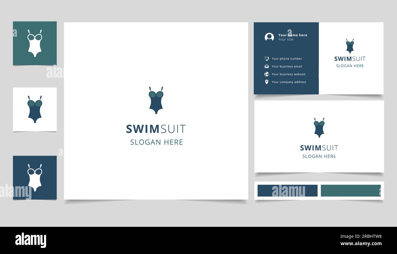 Swimsuit logo design with editable slogan. Branding book and business ...