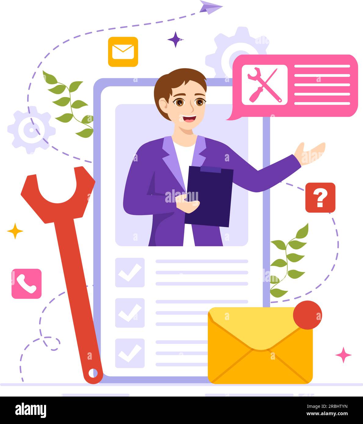 Technical Support System Vector Illustration with Software Development ...